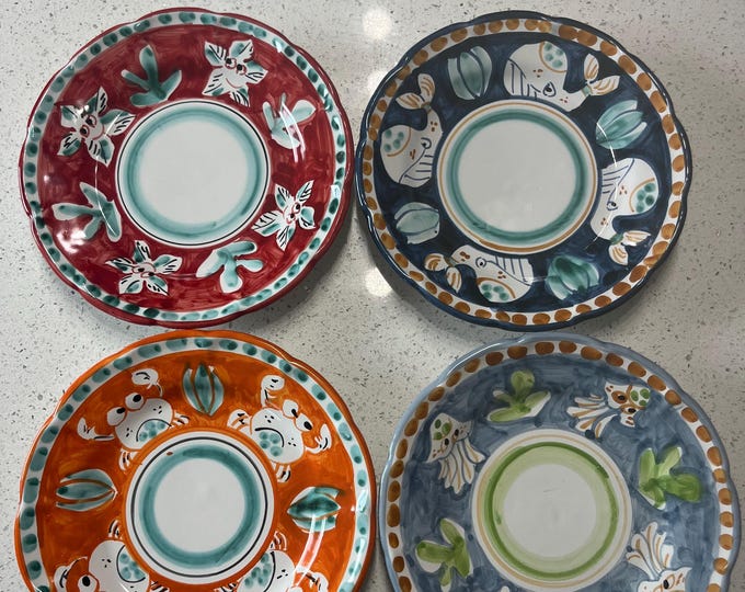 Ceramic Plates Set of 4 | Italian Tableware | Dinnerware Set | 8” Salad ...