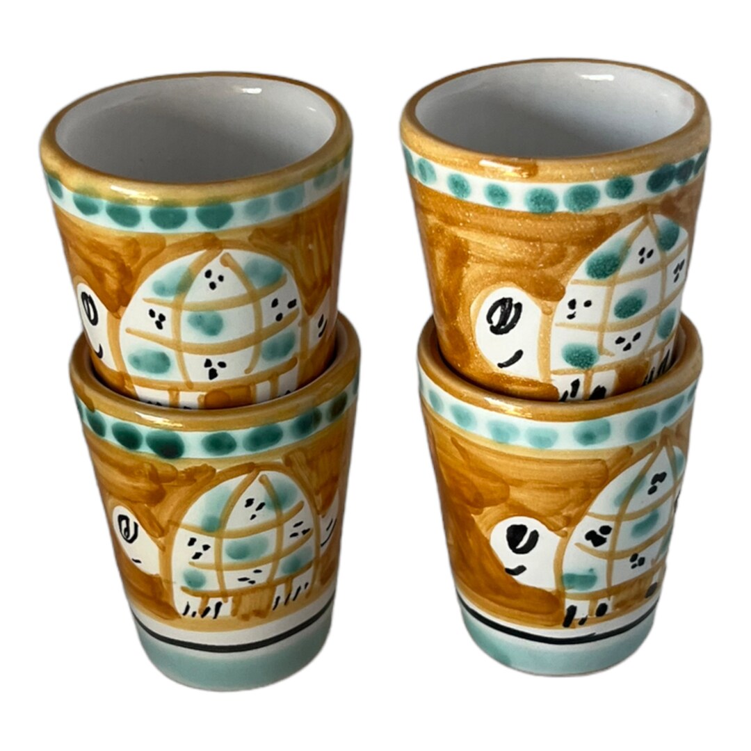 Limoncello Glass Set of 4 Vietri Style Cups Homemade Limoncello Gift ...