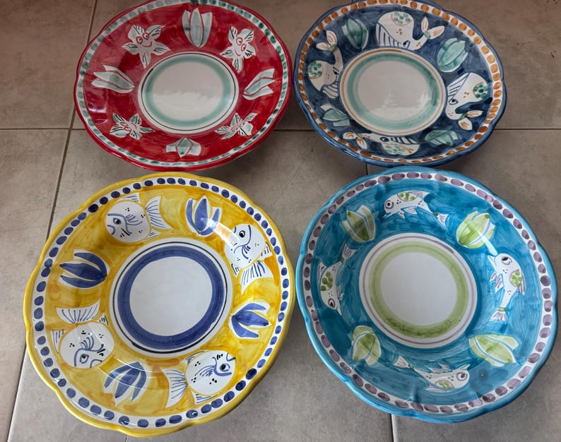 Handmade Ceramic Pasta Bowls Set: Italian Animal Design Pottery - Etsy