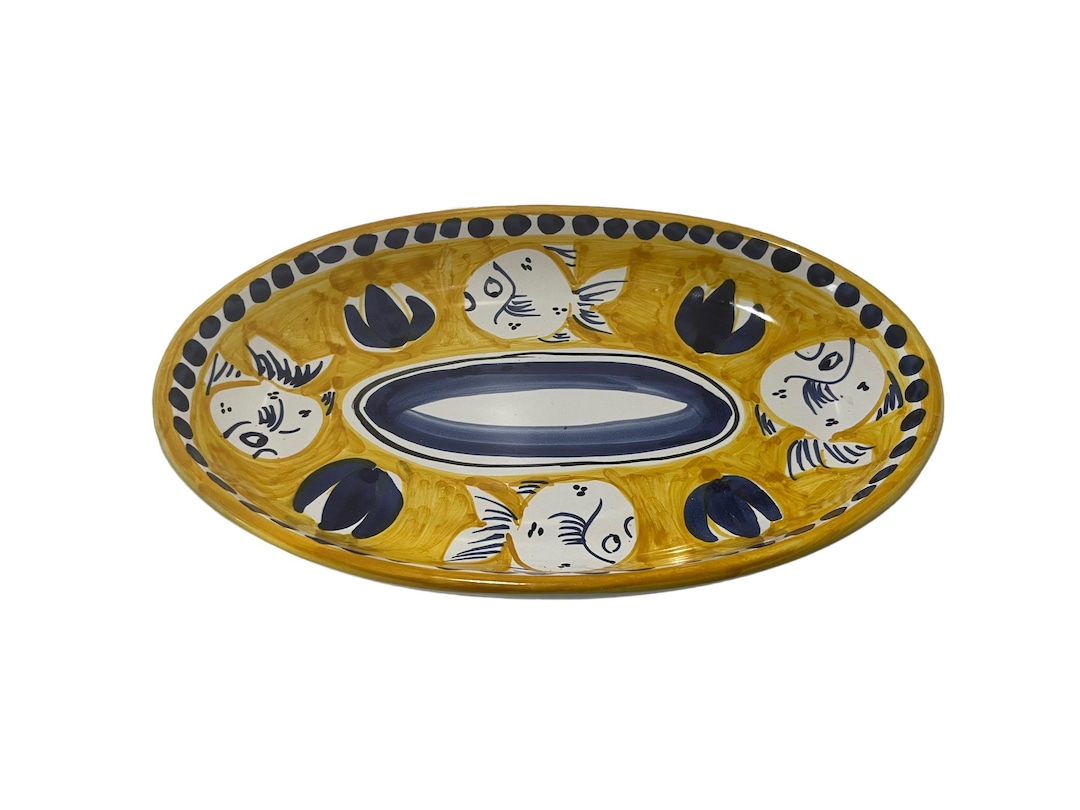 Ceramic Oval Platter | Vietri Style Pottery |appetizer Plate | Oval ...