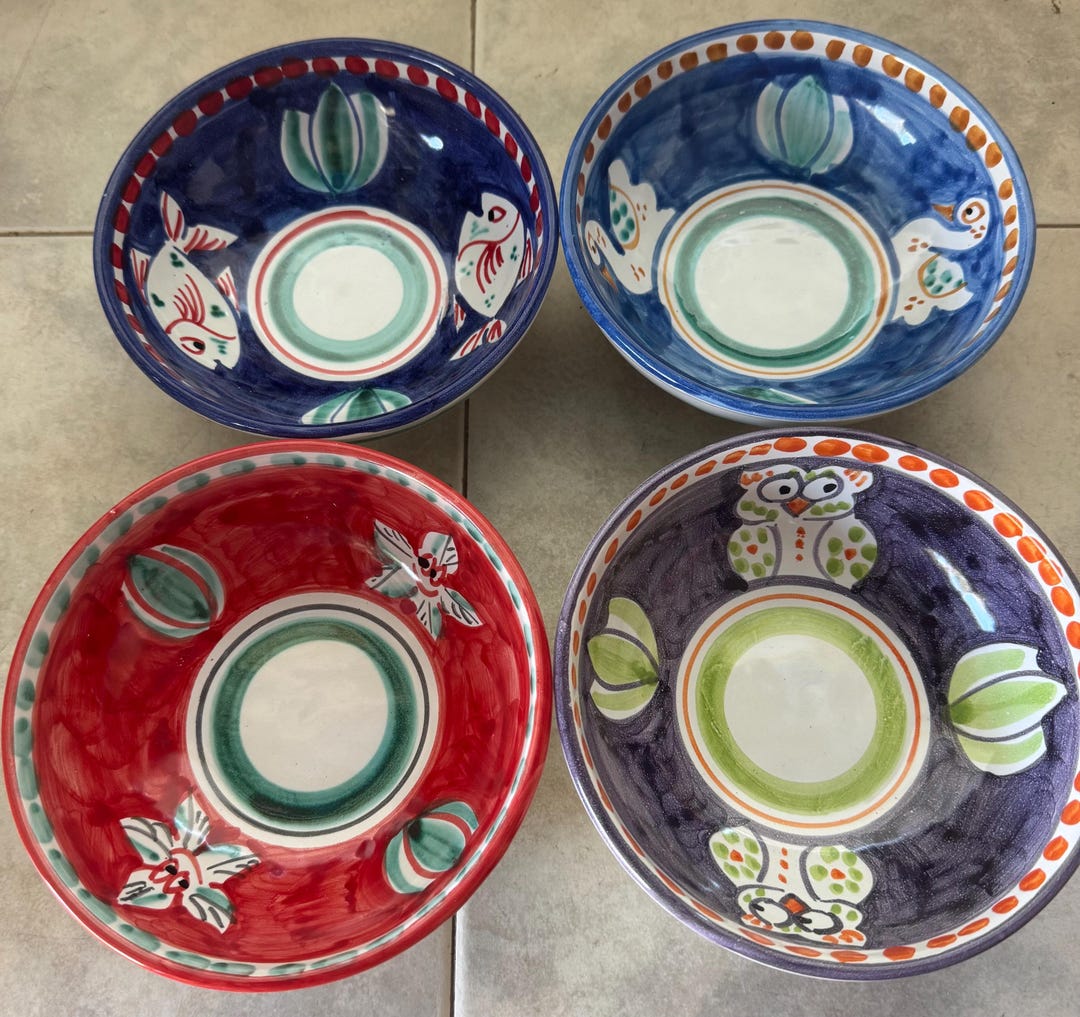 Ceramic Bowls Set of 4 | Italian Tableware | Vietri Style Dish Set | 6 ...