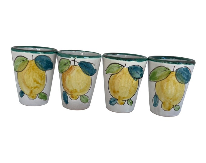 Ceramic Limoncello Glass Set of 4 Made in Italy | Gift Set for ...