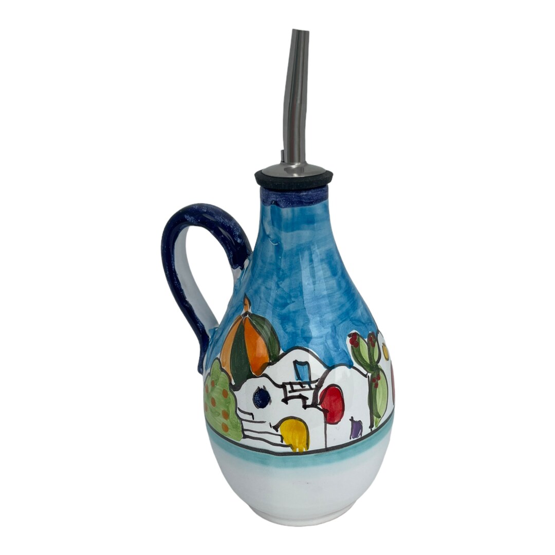 Ceramic Oil Bottle Italian Pottery Ceramic Oil Holder Kitchenware Made ...