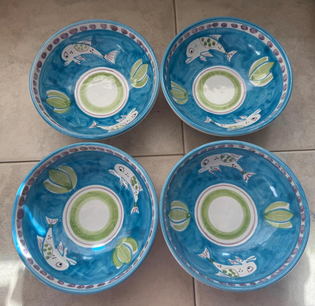 Handmade Ceramic Bowls Set of 4: Italian Vietri Style, Animal Plates - Etsy