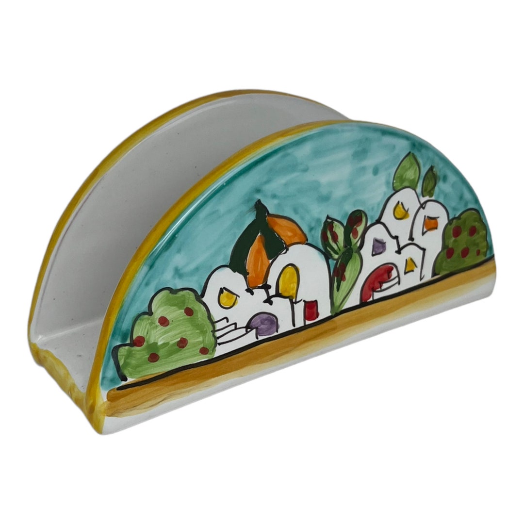 Ceramic Napkin Holder | Vietri Style Tableware | Cocktail Napkin Holder ...