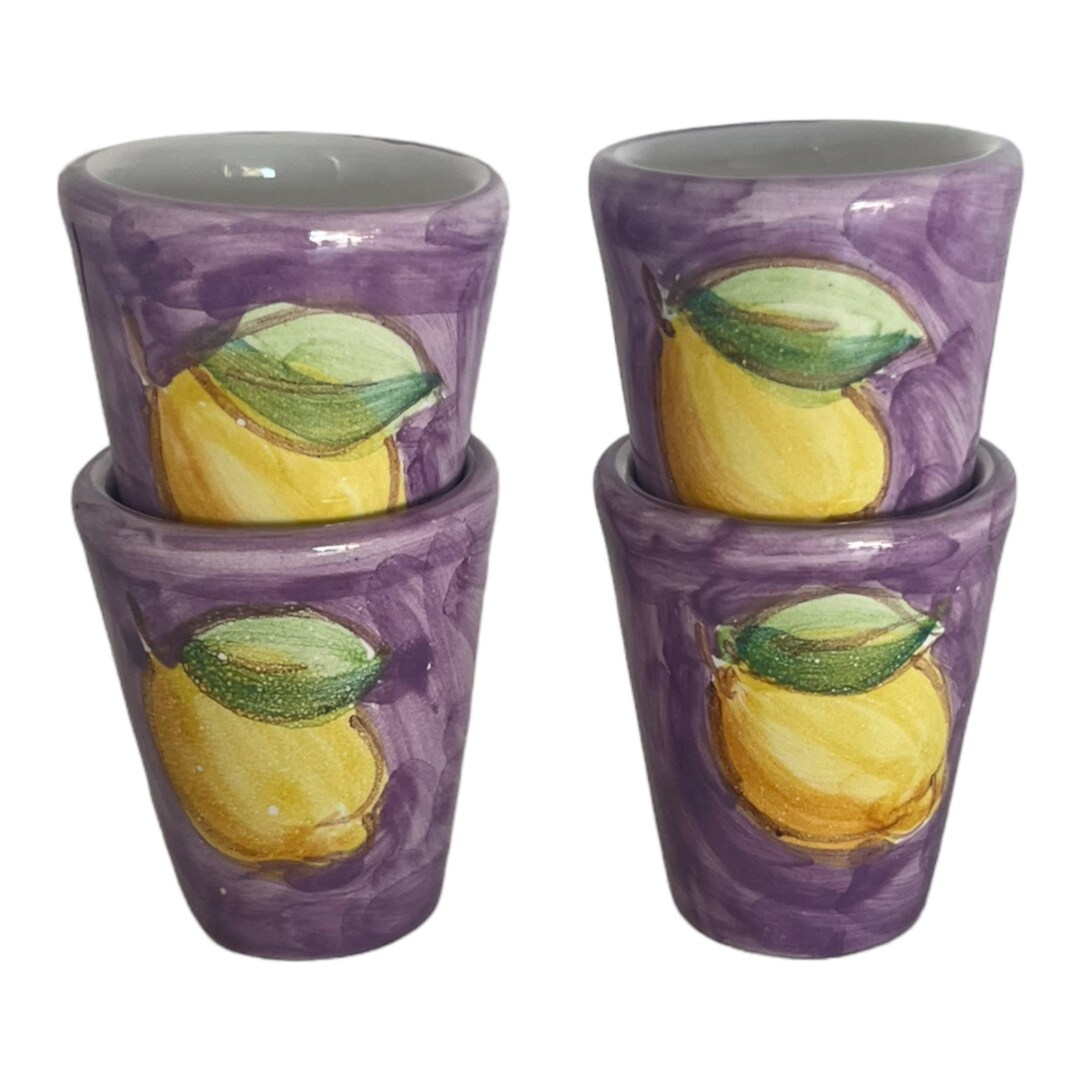 Limoncello Glass Set Lemon Ceramic Liqueur Cups Limoncello Lover Gift ...