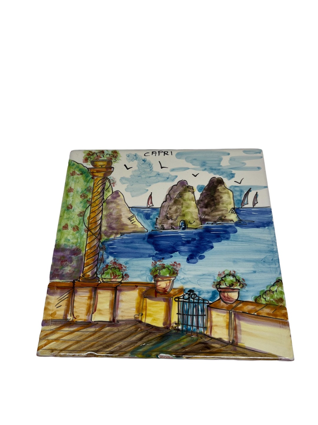 Capri Landscape Tile Italian Wall Tiles Hand Painted Italian Mural Wall ...
