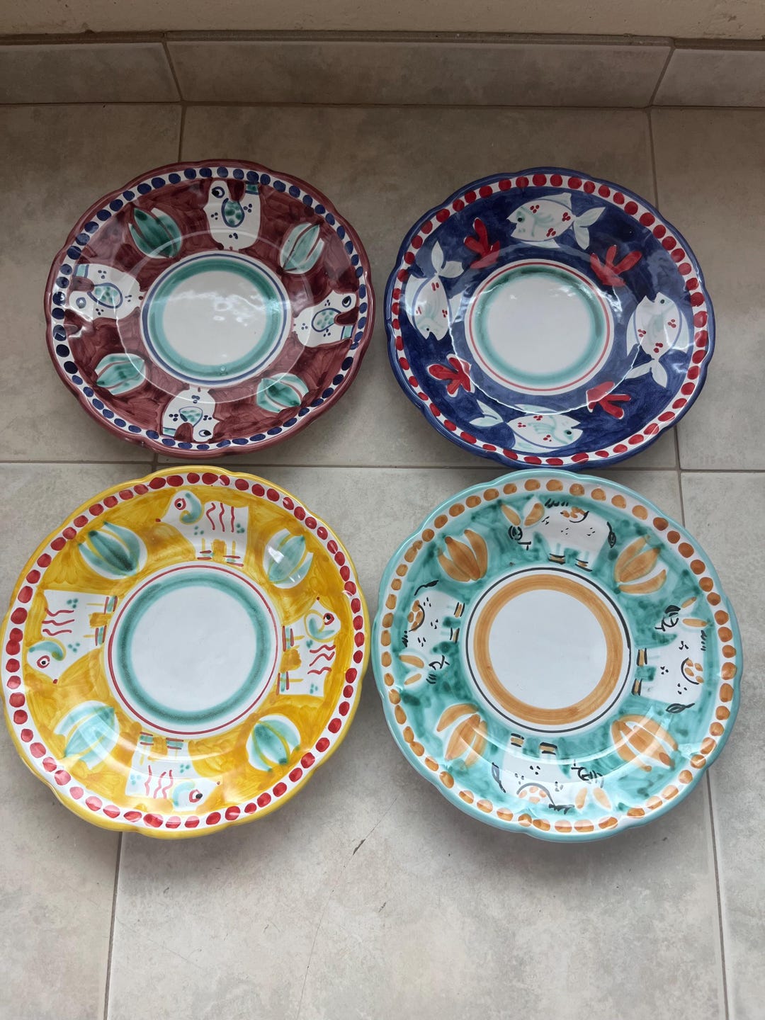 Ceramic Plates Set of 4 | Italian Tableware | Dinnerware Set | 8” Salad ...