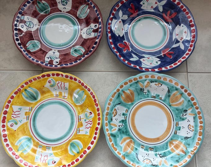 Ceramic Plates Set of 4 | Italian Tableware | Dinnerware Set | 8” Salad ...