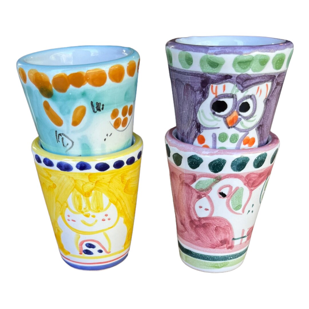 Limoncello Glass Set of 4 | Vietri Style Cups| | Homemade Limoncello ...