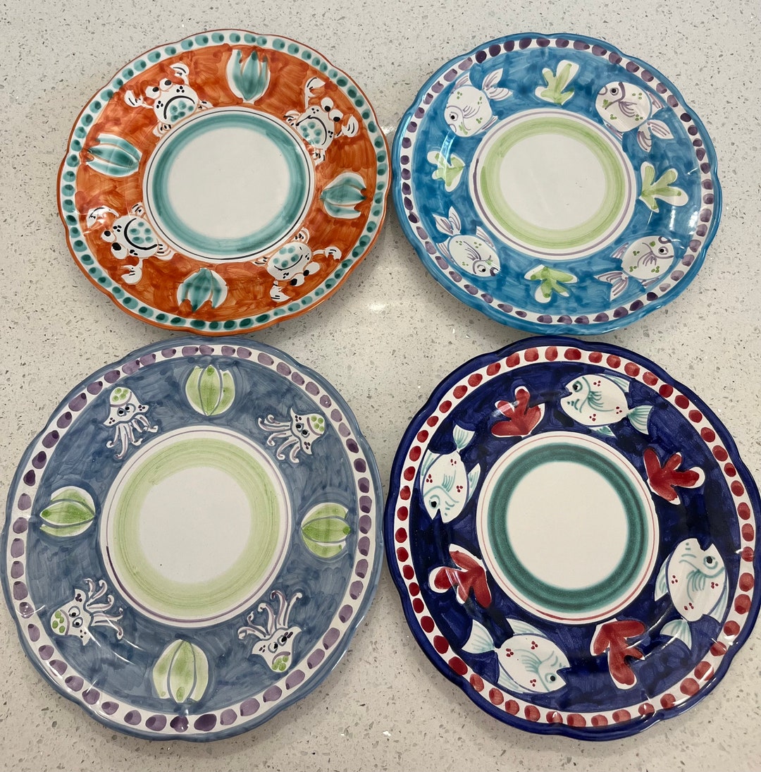 Ceramic Plates Set of 4 Italian Tableware Vietri Style Dish Set 10 ...