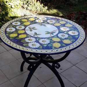 Italian Volcanic Lemon Outdoor Table With Iron Base Decor - Etsy