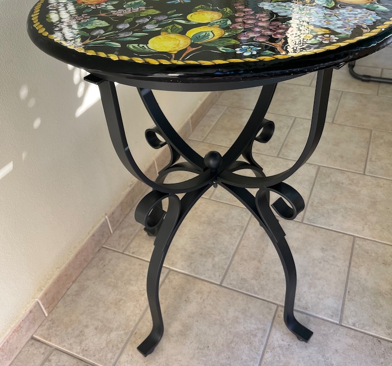 Italian Outdoor Table Iron Base Volcanic Table Lemon - Etsy