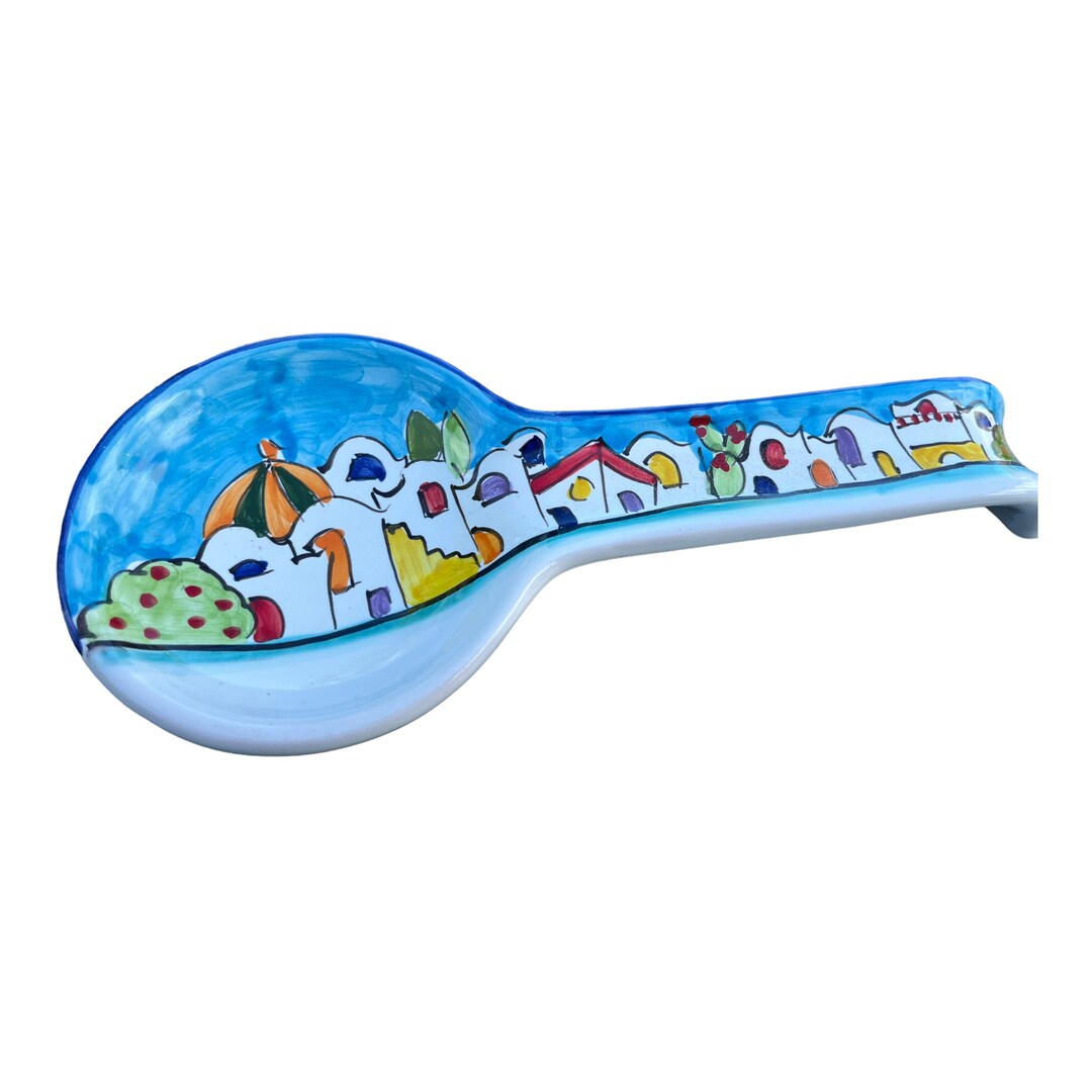 Ceramic Spoon Rest | Italian Landscape Decor | Made in Italy Pottery ...