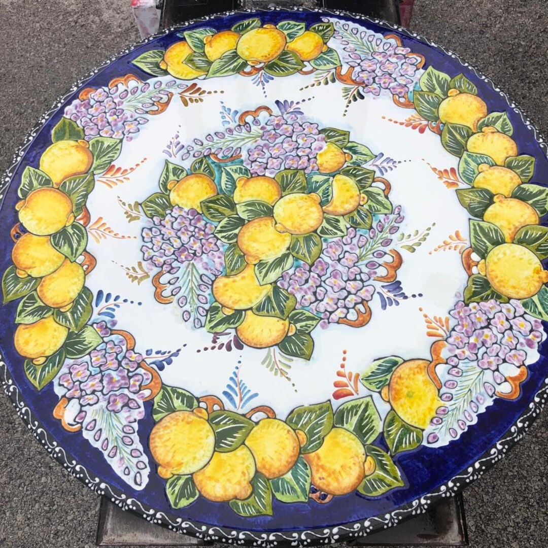 Italian Outdoor Table + Iron Base | Volcanic Table | Lemon Outdoor ...