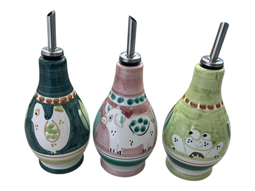 Hand-painted Ceramic Olive Oil Bottle: Vietri Animal Design, Italian ...