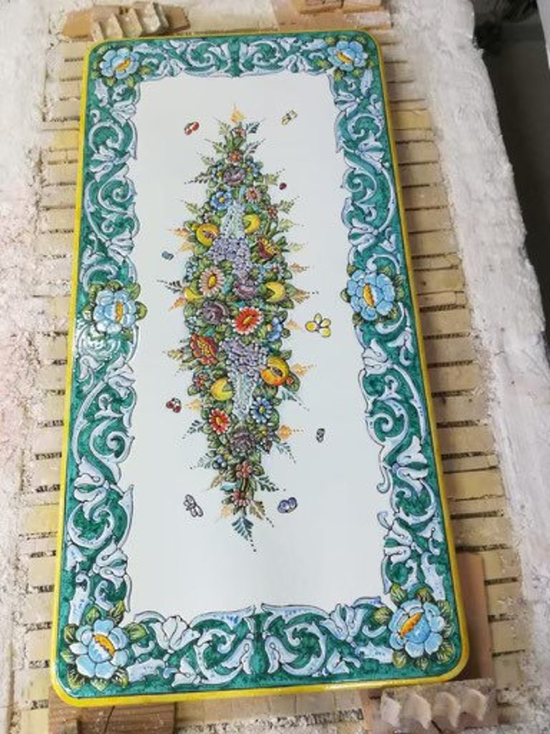 Italian Volcanic Outdoor Table With Iron Base Lemon Decor - Etsy