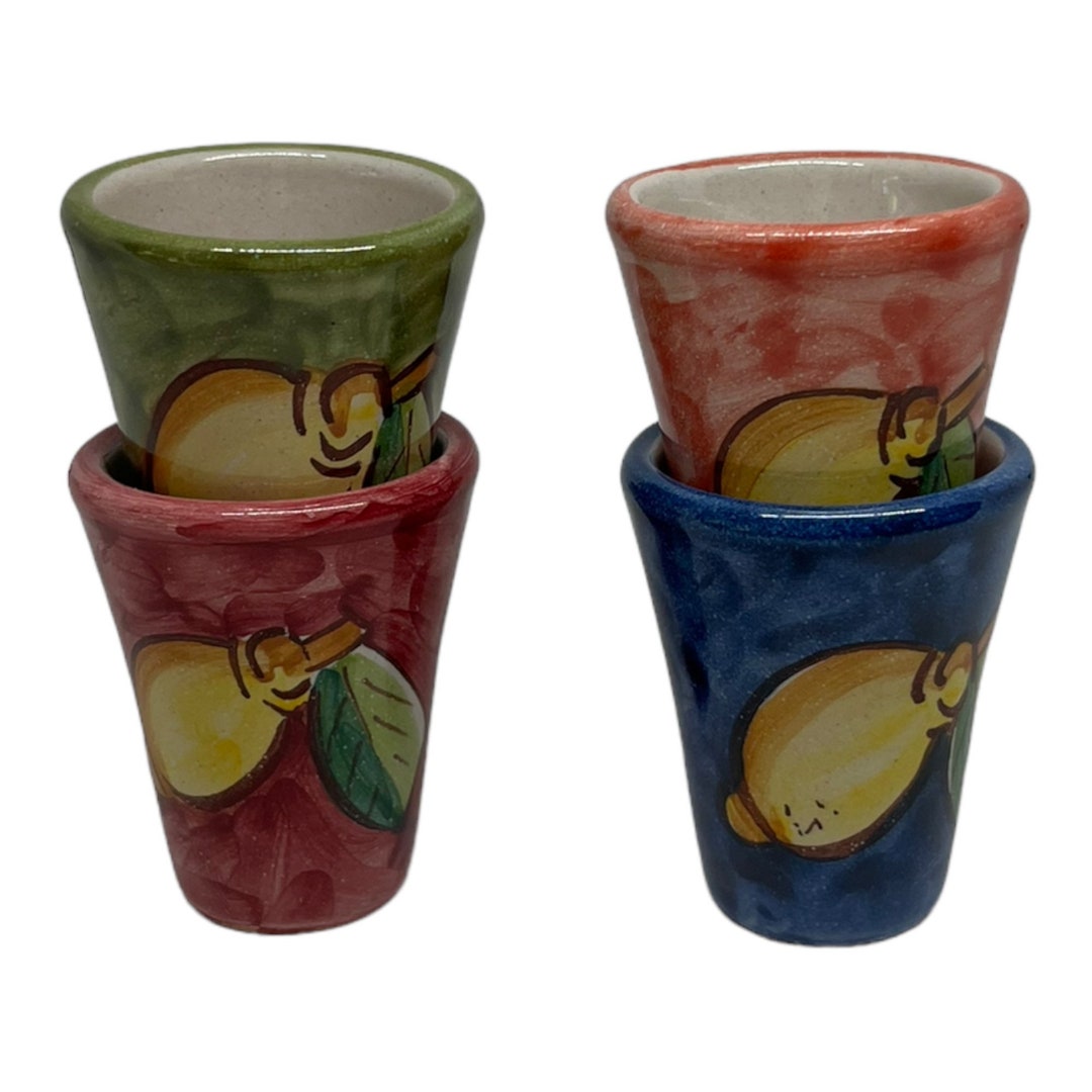 Limoncello Glasses Set of 4 Four Hand Painted Ceramic Cup Homemade ...