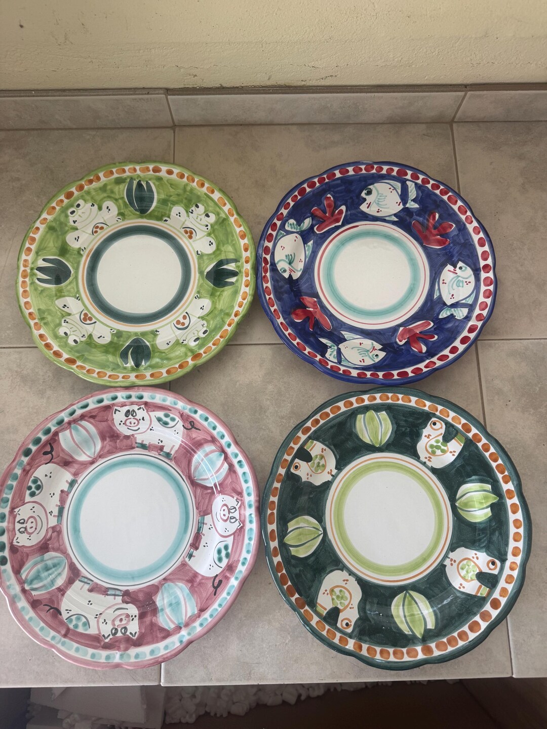 Ceramic Plates Set of 4 | Italian Tableware | Vietri Style Dish Set ...
