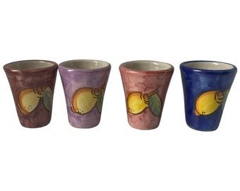 Limoncello Glass Set Four Ceramic Liqueur Cups Homemade Limoncello Gift ...