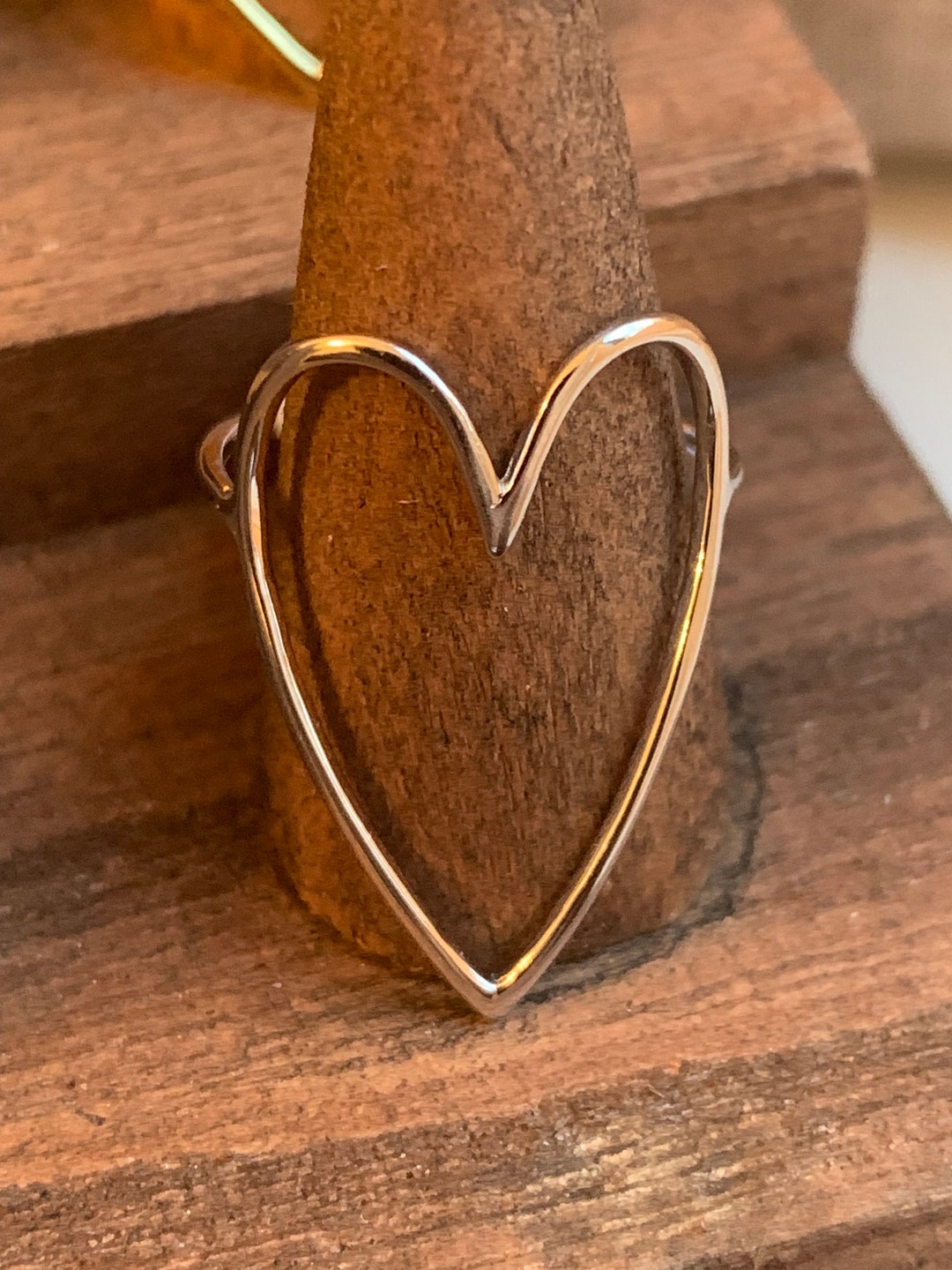 Heart Outline Ring Silver or Gold Open Heart Ring Heart - Etsy