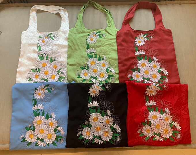 Daisy Tote Bag, Daisy Reusable Market Bag, Floral Tote, Flower Power ...