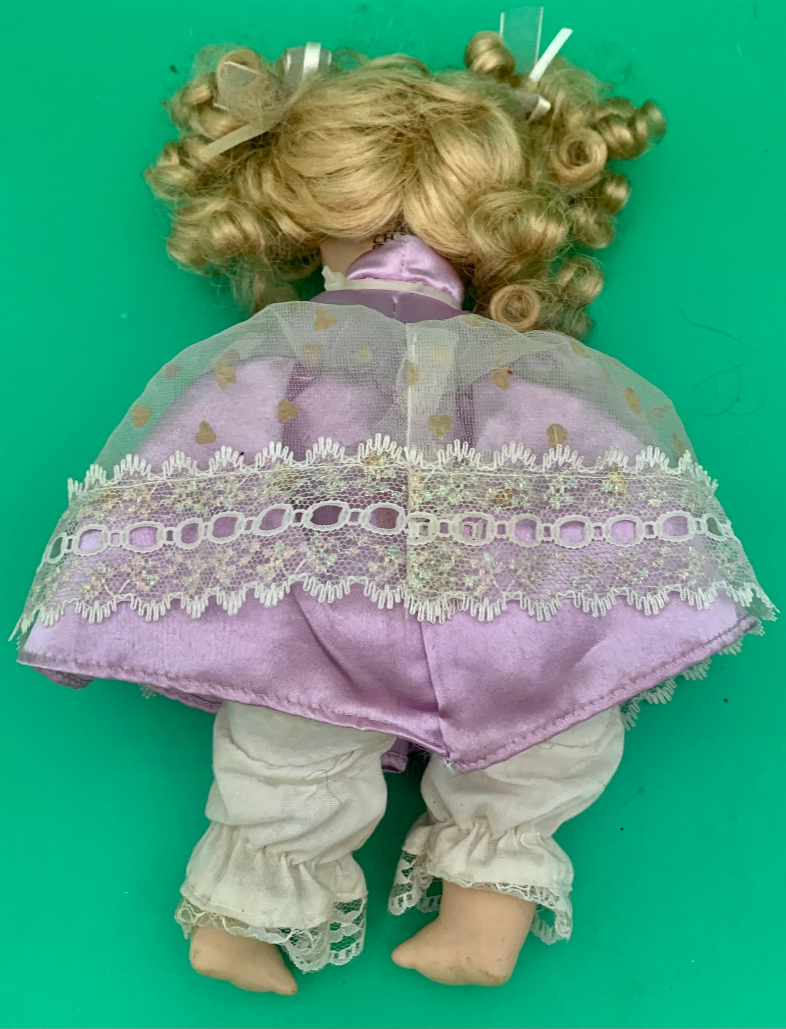 Collectors Choice Porcelain 10" Doll Lavender Satin and Polka Dot ...