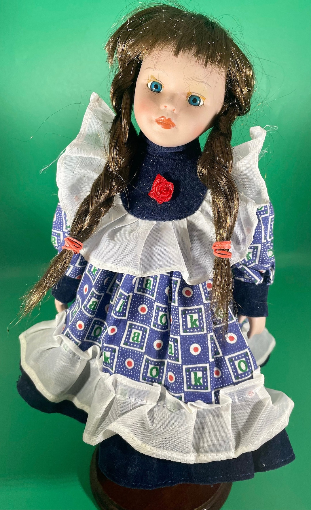 12" Collectibles Vintage Plastic Doll Blue Eyes Red Rose Stockings ...