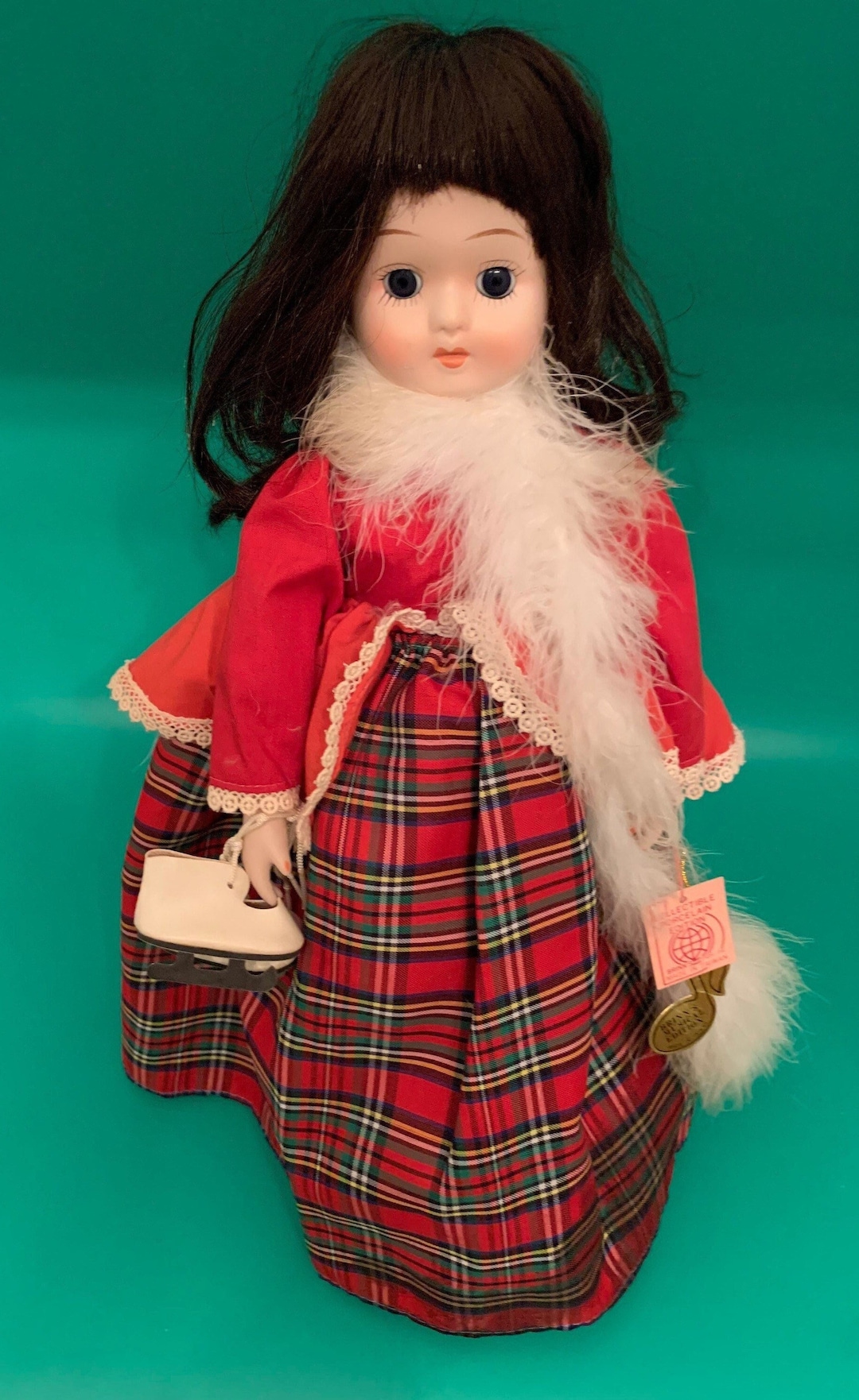 Vintage Brinn's 16" Doll Collectible Porcelain Musical Edition Plaid ...