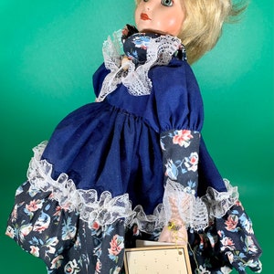 Vintage Anco Porcelain 16" Doll 1999 "elizabeth" Navy Blue Felt Lace ...