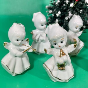 VINTAGE 1980's Angels Musical Band Eight (8) Mini Figurines Gold ...