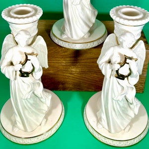 Lenox Angel With Harp Candlestick Holder Vintage 7 Inches Holiday ...