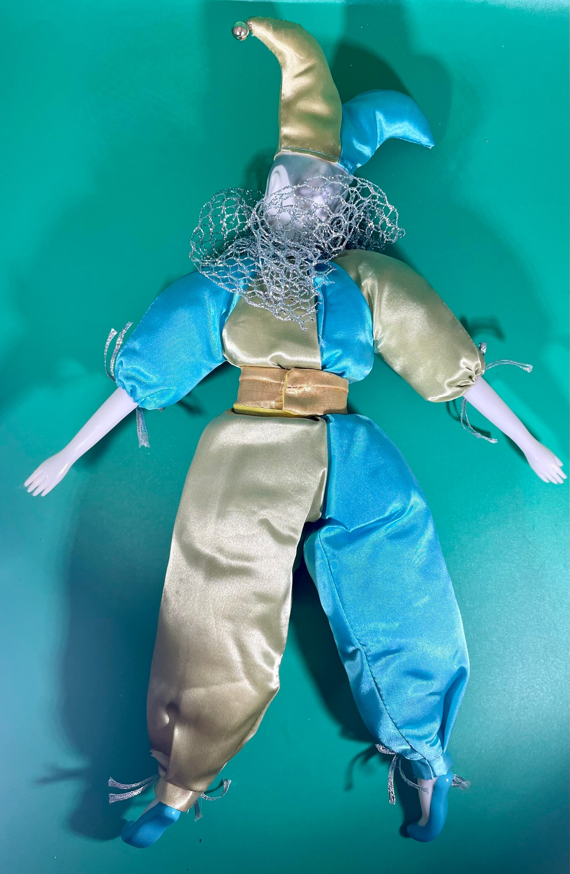 Vintage 80's Jester Clown Doll Clown Porcelain Blue Gold Metallic ...