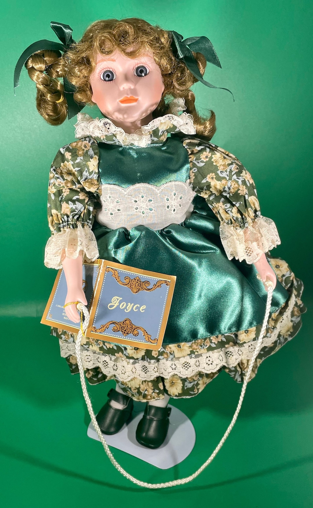 16" Anco Porcelain Doll "joyce" Victorian Beige Floral Spring Dress ...