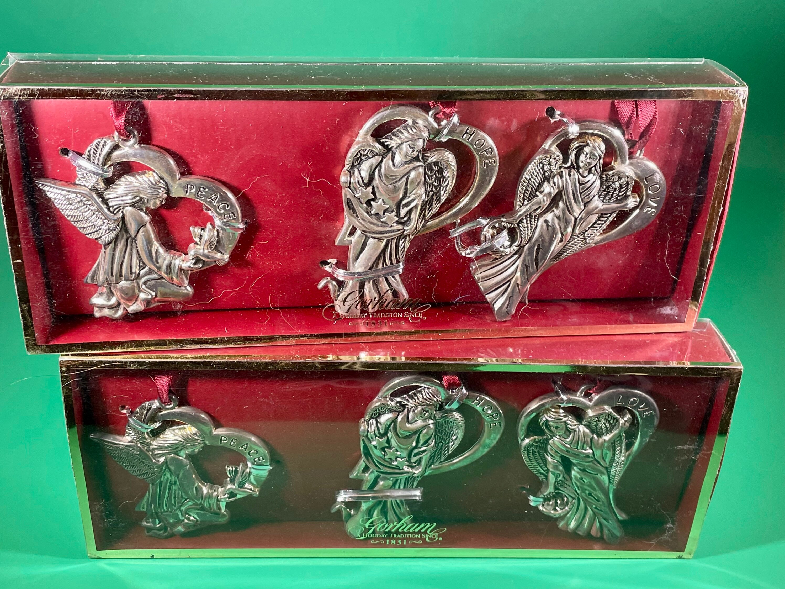 Vintage Gorman Set of 3 Silver Plated ANGELS 6032593 Hanging Christmas ...