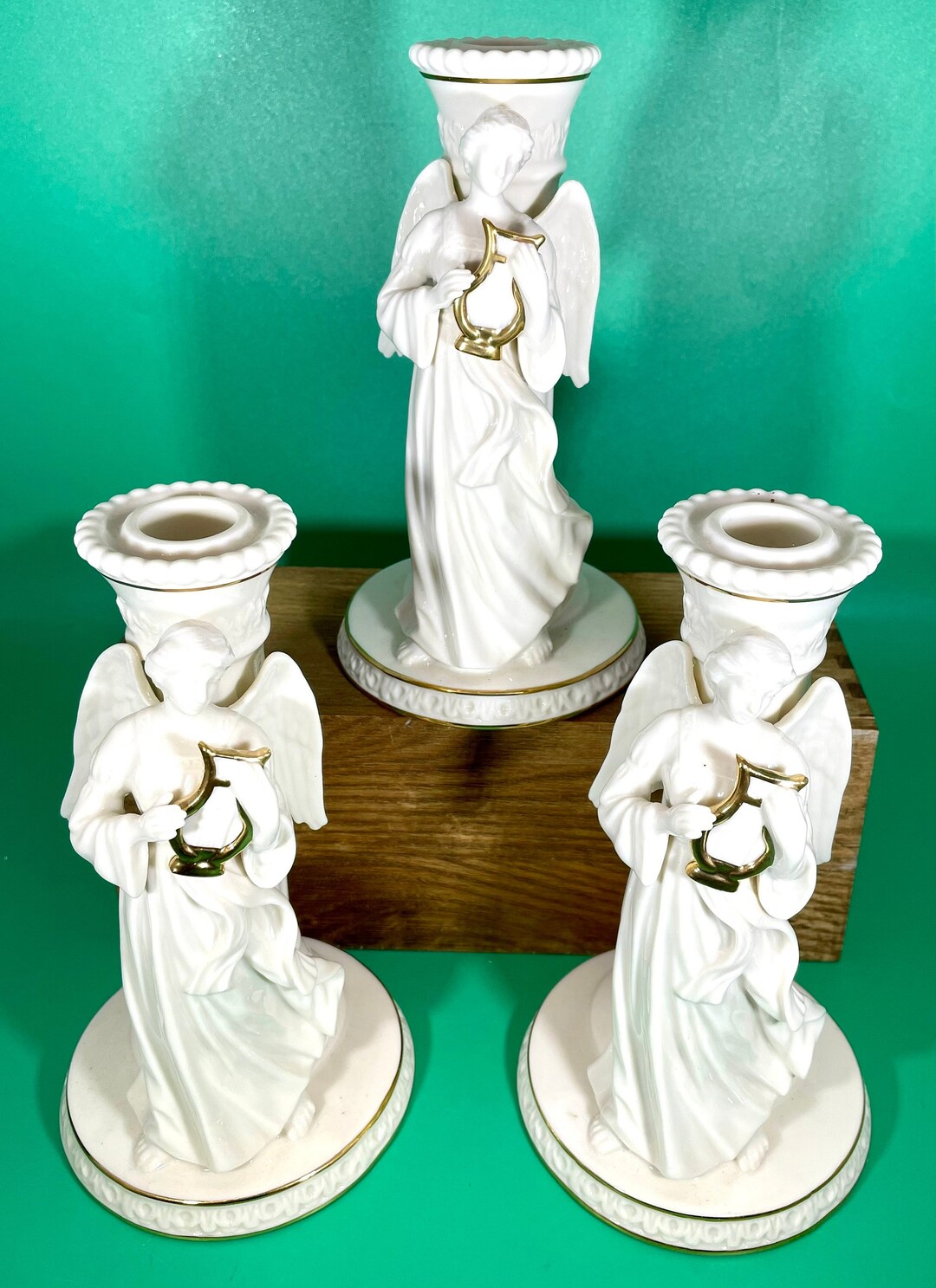 Lenox Angel With Harp Candlestick Holder Vintage 7 Inches Holiday ...