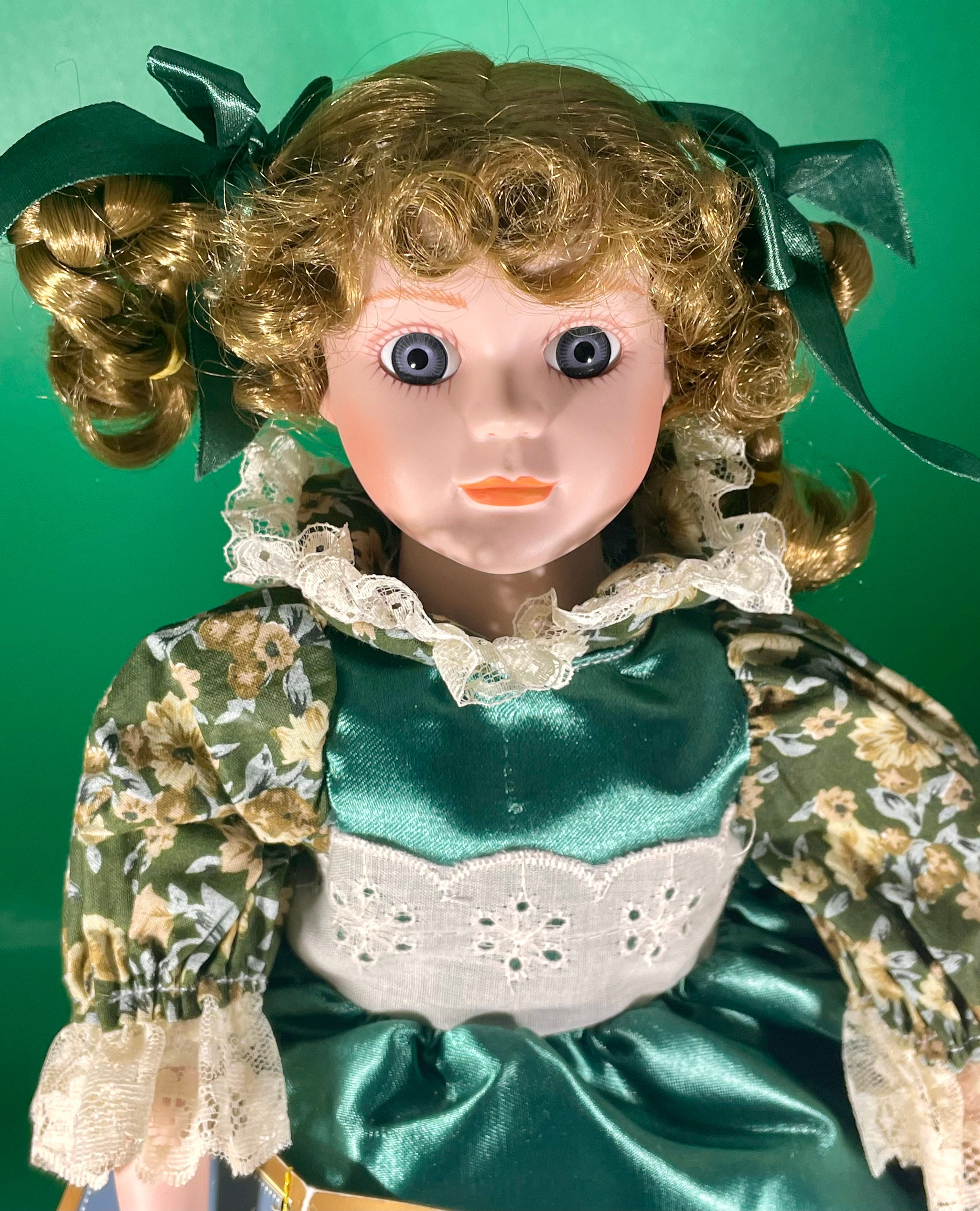 16" Anco Porcelain Doll "joyce" Victorian Beige Floral Spring Dress ...