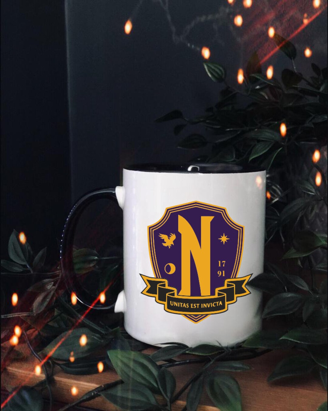 Wednesday Addams Inspired Nevermore Academy Crest With Full Colour Mug ...