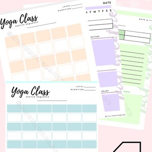 Fitness Class Planner Yoga Printable Log Workout Tracker - Etsy