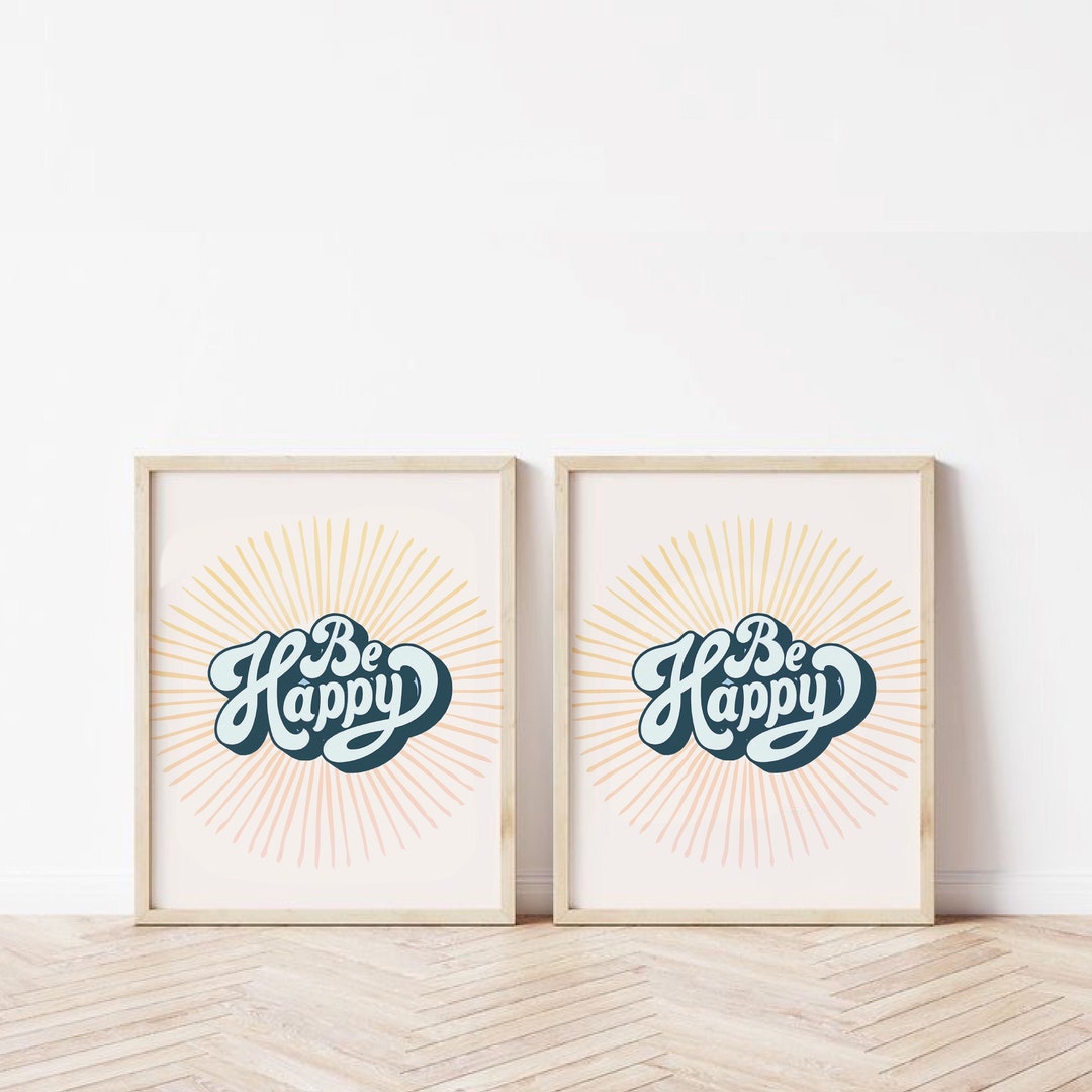 Be Happy Home Decor, Positivity Office Art, Happiness Quote Wall Decor ...