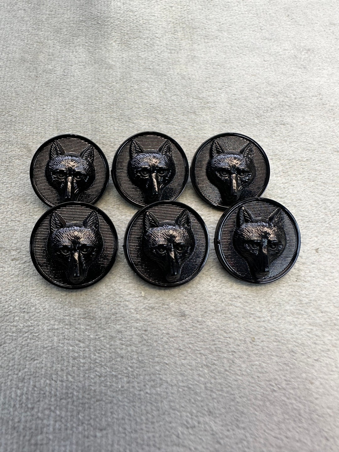 Fox Buttons Black Glossy Finish 20mm a Set of 6 - Etsy