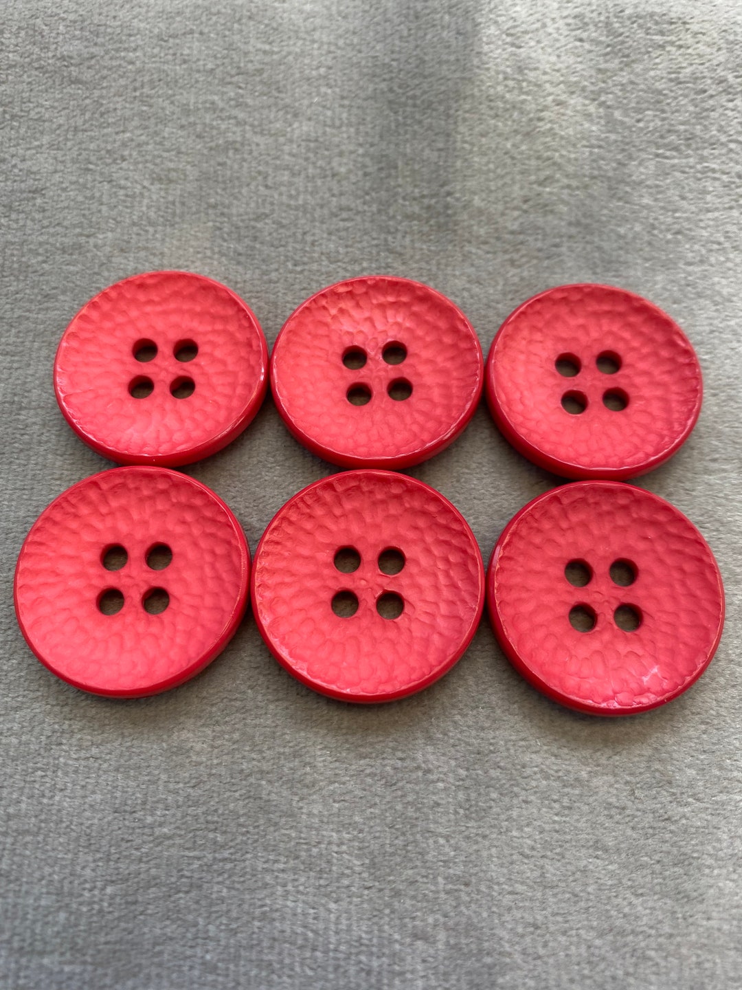 Textured Buttons Red Hammered Effect 24mm a Set of 6 - Etsy