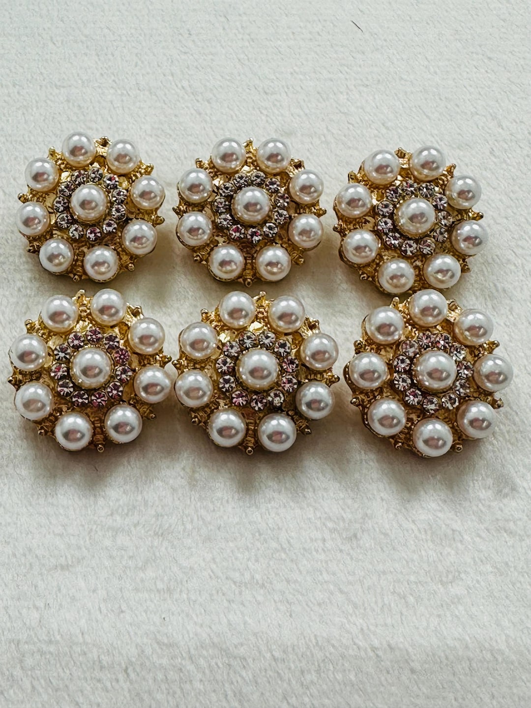 Faux Pearl Buttons 20mm a Set of Six Set in Gold-tone Metal With ...