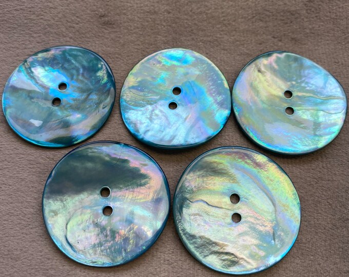 Shell Buttons Turquoise Iridescent Finish 32mm a Set of 5 - Etsy