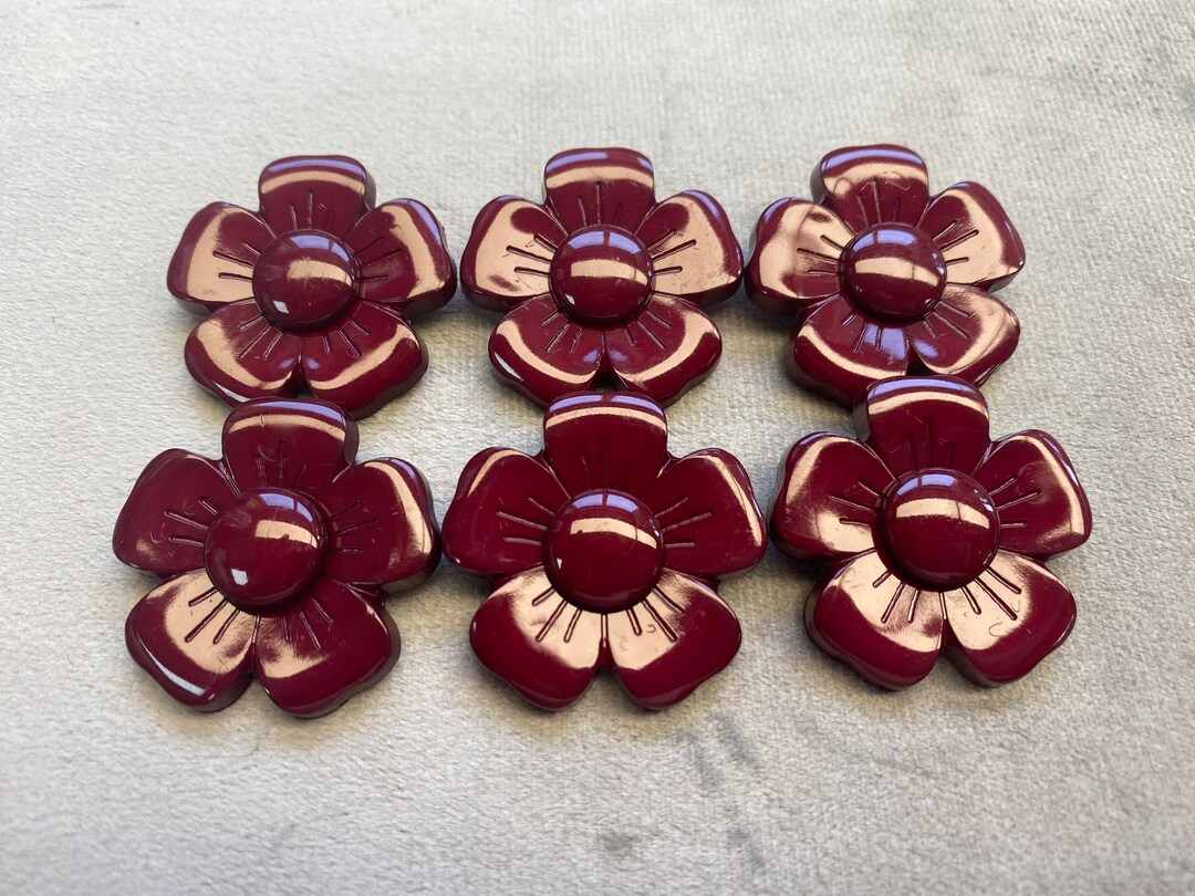 Daisy Buttons Burgundy Glossy Finish 34mm a Set of 6 - Etsy