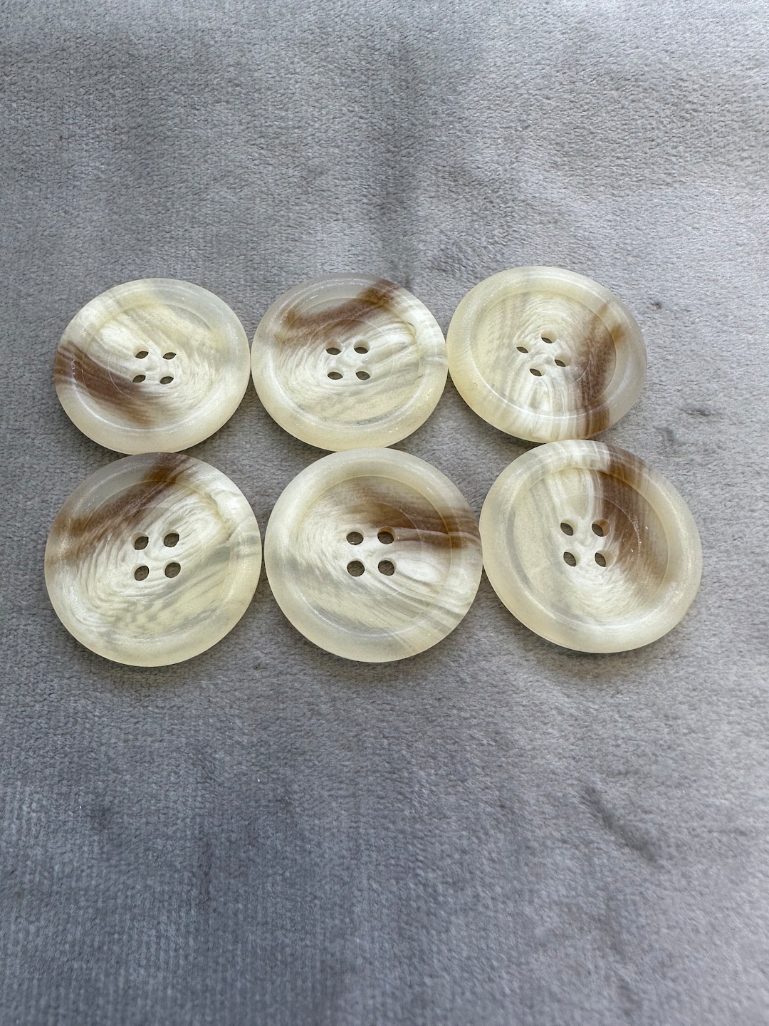 Aran Buttons 28mm a Set of Six Cream and Brown Ombre Design - Etsy