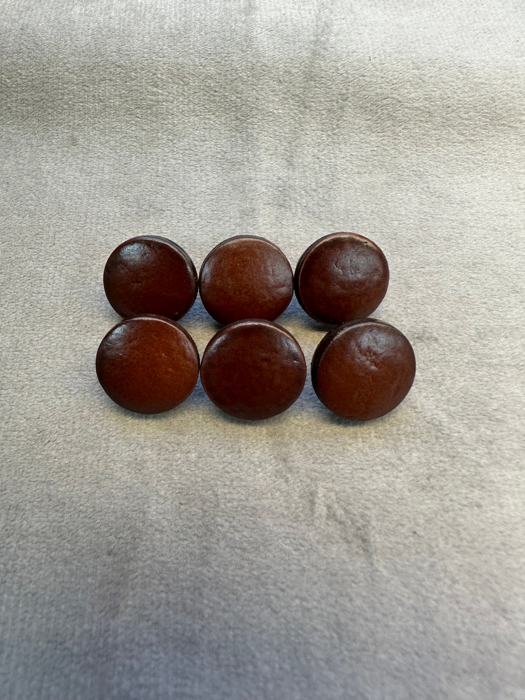 Leather Buttons Brown Smooth Top Design by Dill 15mm a Set of 6 - Etsy