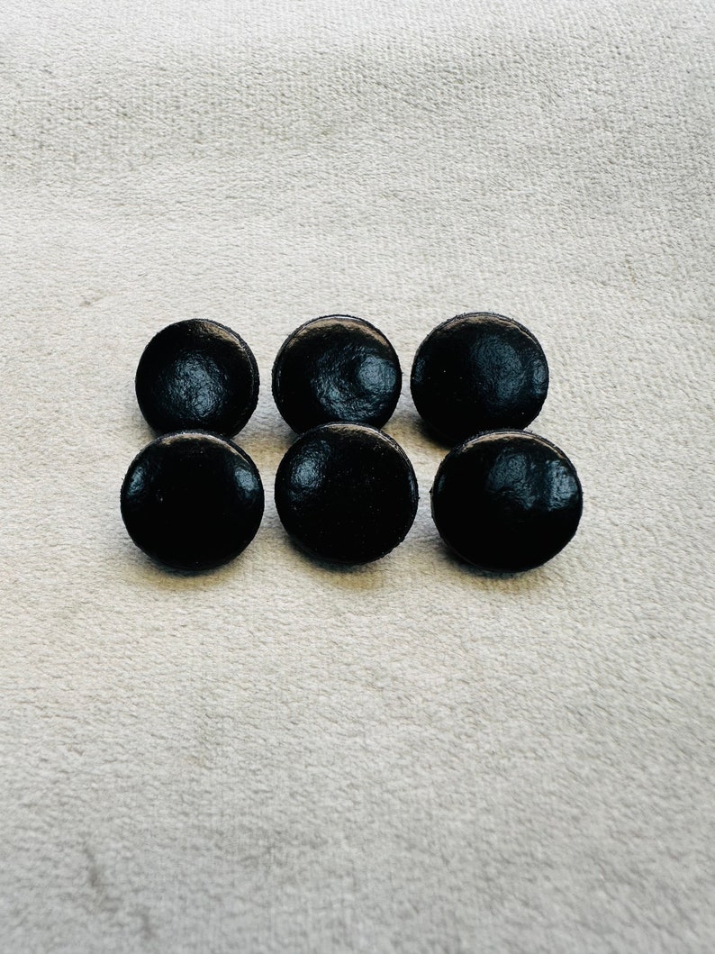 Leather Buttons Black Smooth Top Design by Dill 15mm a Set of 6 - Etsy