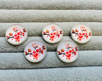 Cherry Blossom Buttons Pink 25mm on a Shank Sold as a Set of Six ...
