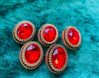 Red Jewel Buttons - Etsy